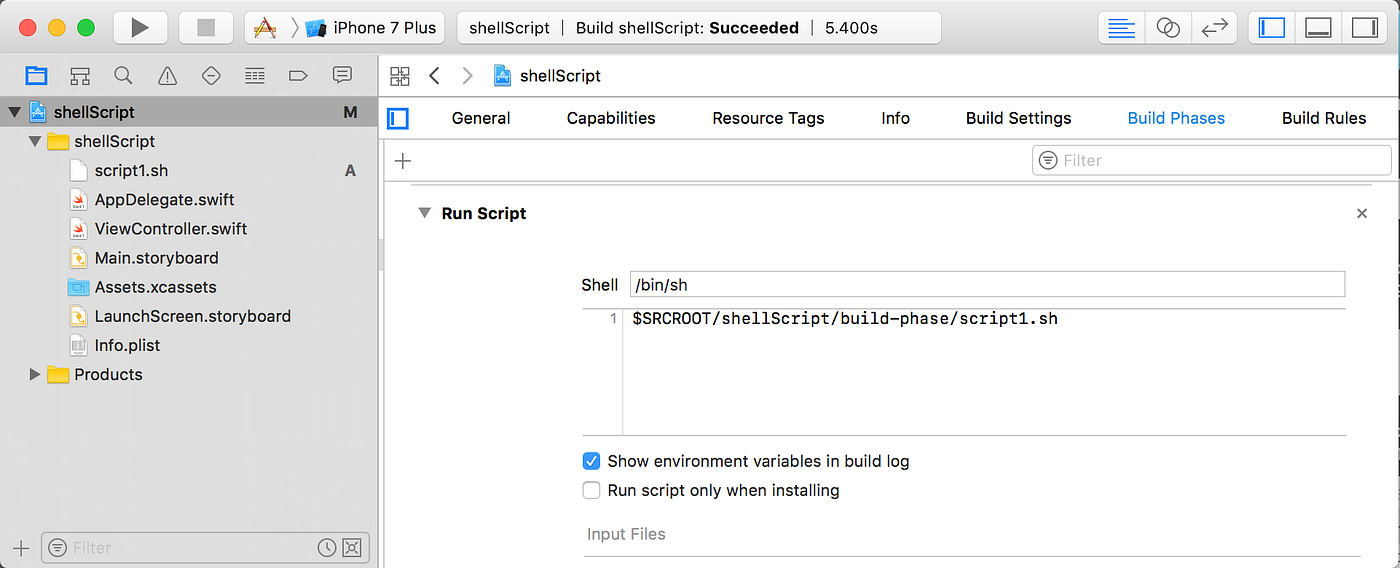 Xcode Add Build Phase Shell Script Without Cluttering Your Project 6373