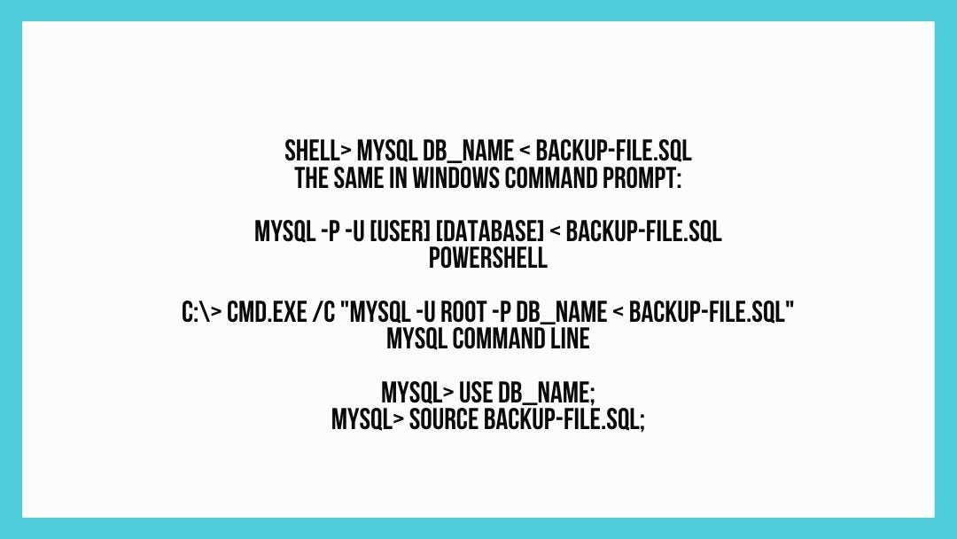How Do I Import An Sql File Using The Command Line In Mysql By