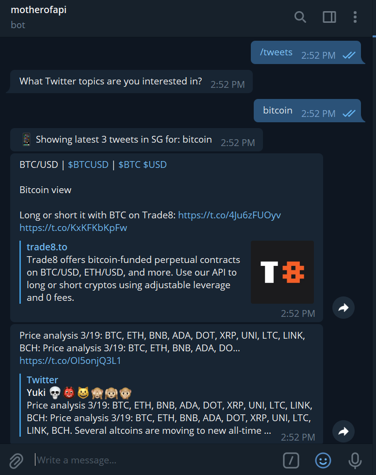 Building a one-stop API caller on Telegram with Python | by Kieran Tan Kah Wang | Towards Data ...