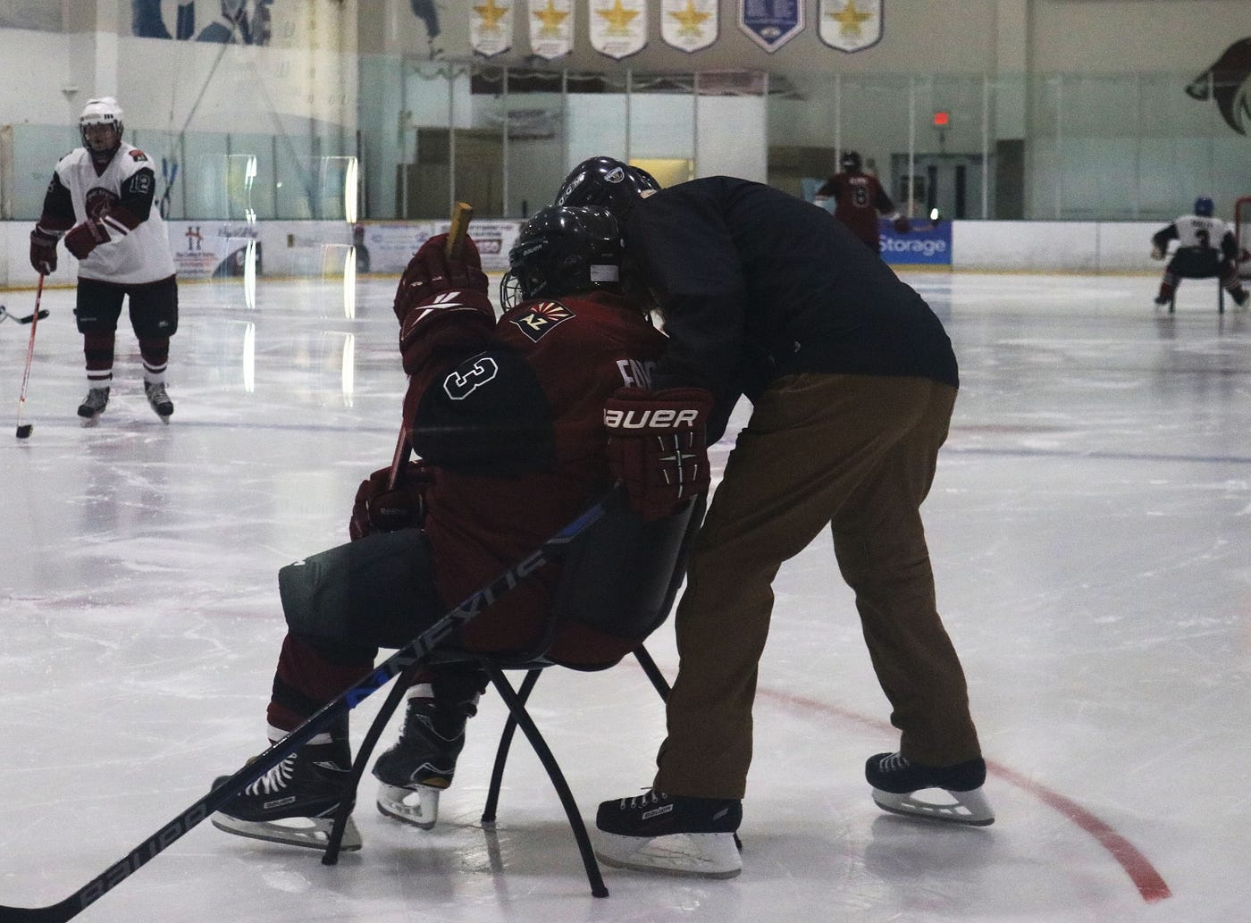 Breaking sticks and barriers. Casey Bagley laughs as he enters the ...