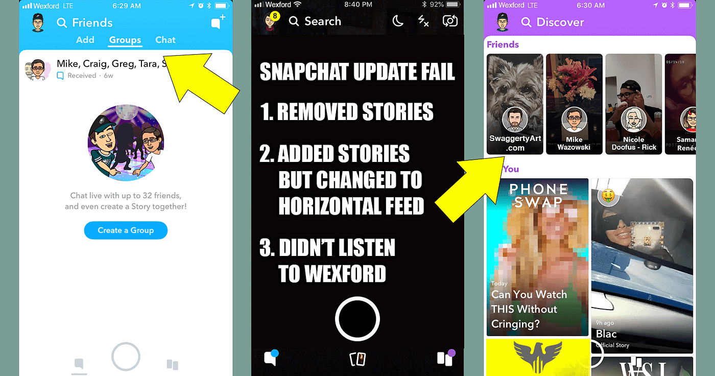 Snapchat: Redesign Stories U/X. Dear Snapchat, | by Wexford ...
