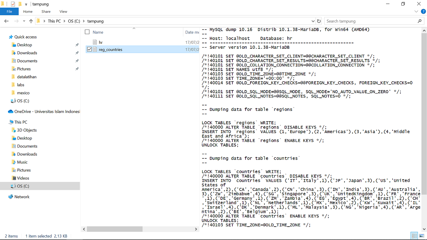 Pengantar SQL bagian 4. MySQL DATA DUMPING | by RB Fajriya Hakim | Medium