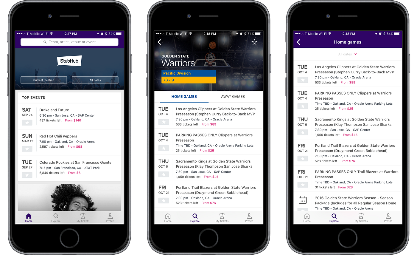 StubHub: Find fun fast. A single-screen redesign concept | by Judy Wu ...
