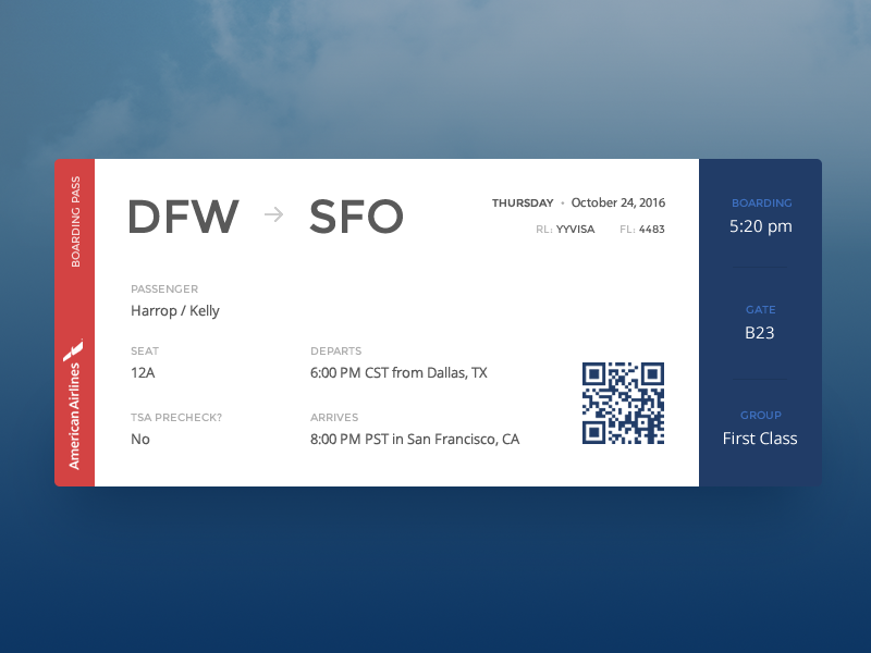 Boarding Pass UI Concepts by Dribbble Designers | by Emma Drews ...