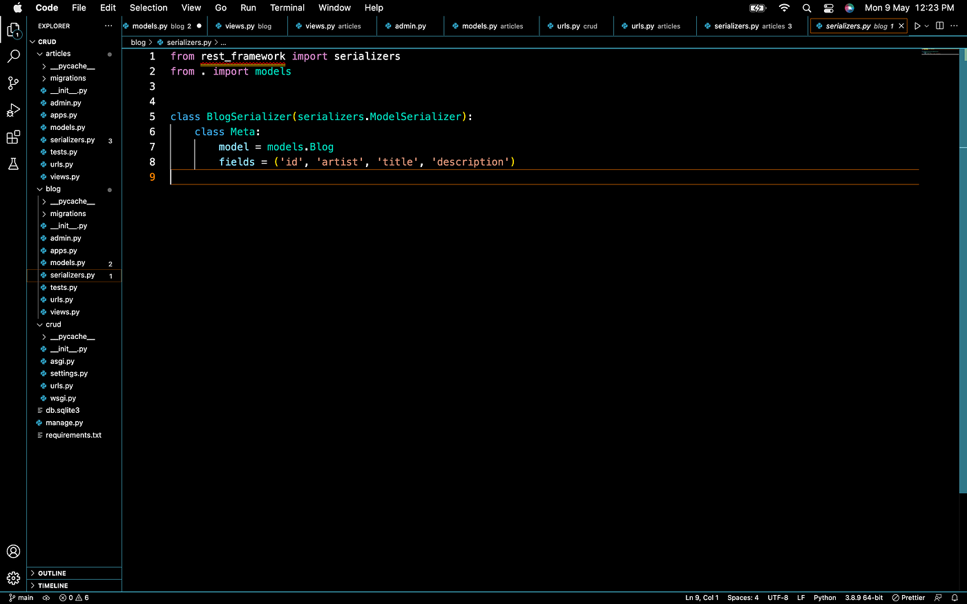 Build A Restful Api And A Crud App With Django Django Rest Frameworkmethod 1 By Saikat