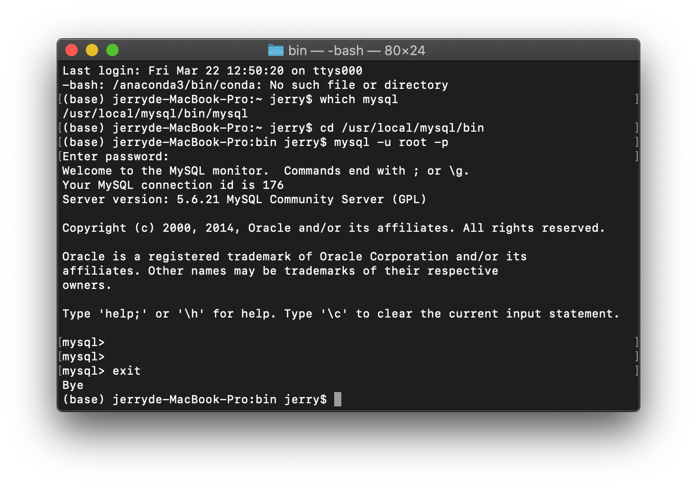 MySQL — How to access it with Mac terminal? | by Jerry Liu | Medium