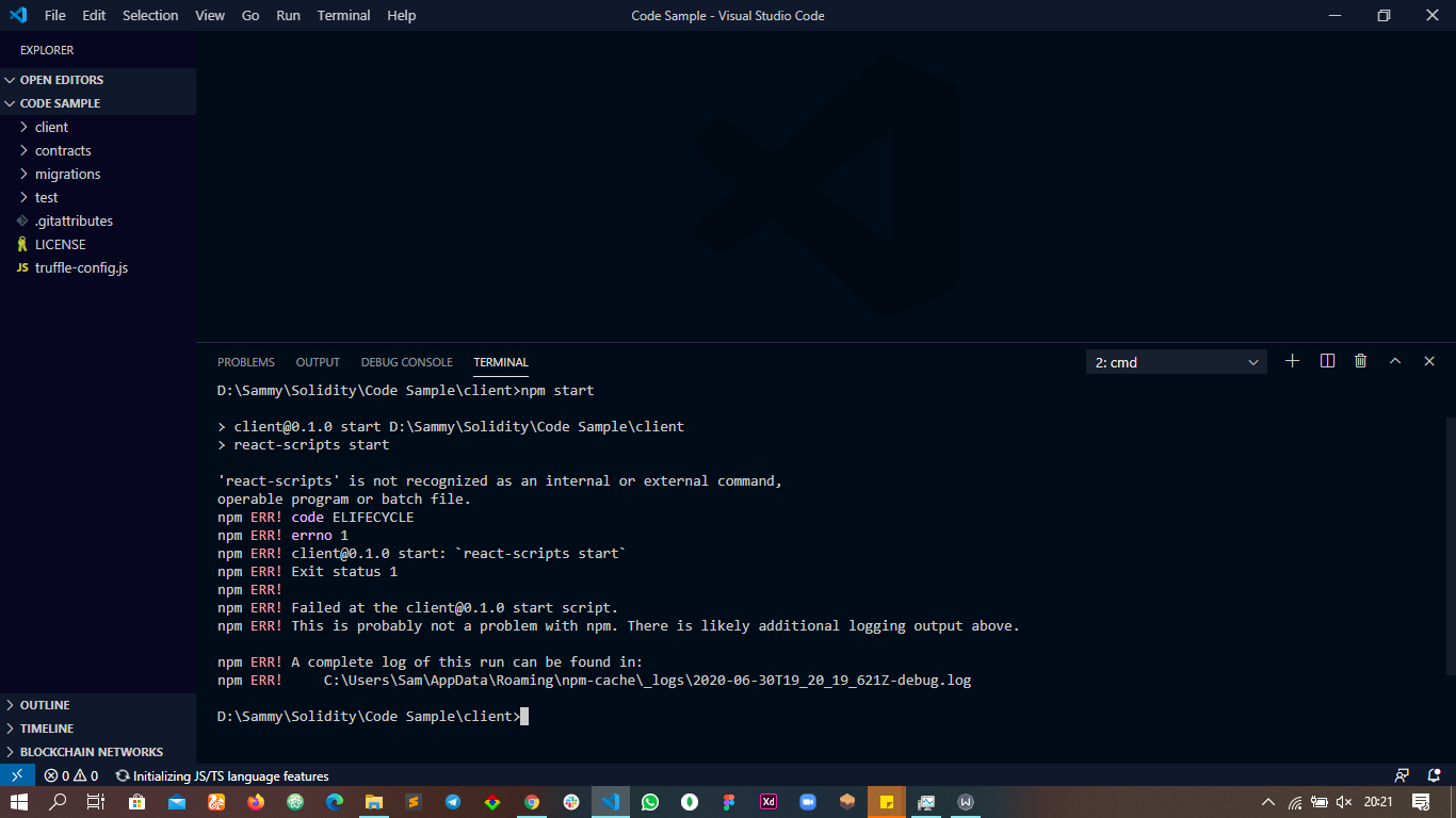 Truffle Client: How to fix NPM Error on Truffle Client-Side App. | by Sam Ayorinde | Medium