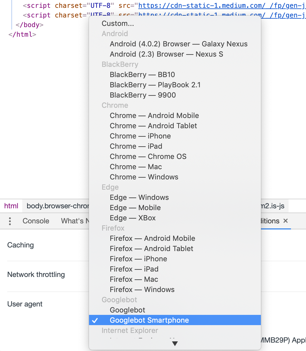 How to change your User Agent in Google Chrome DevTools without an add ...