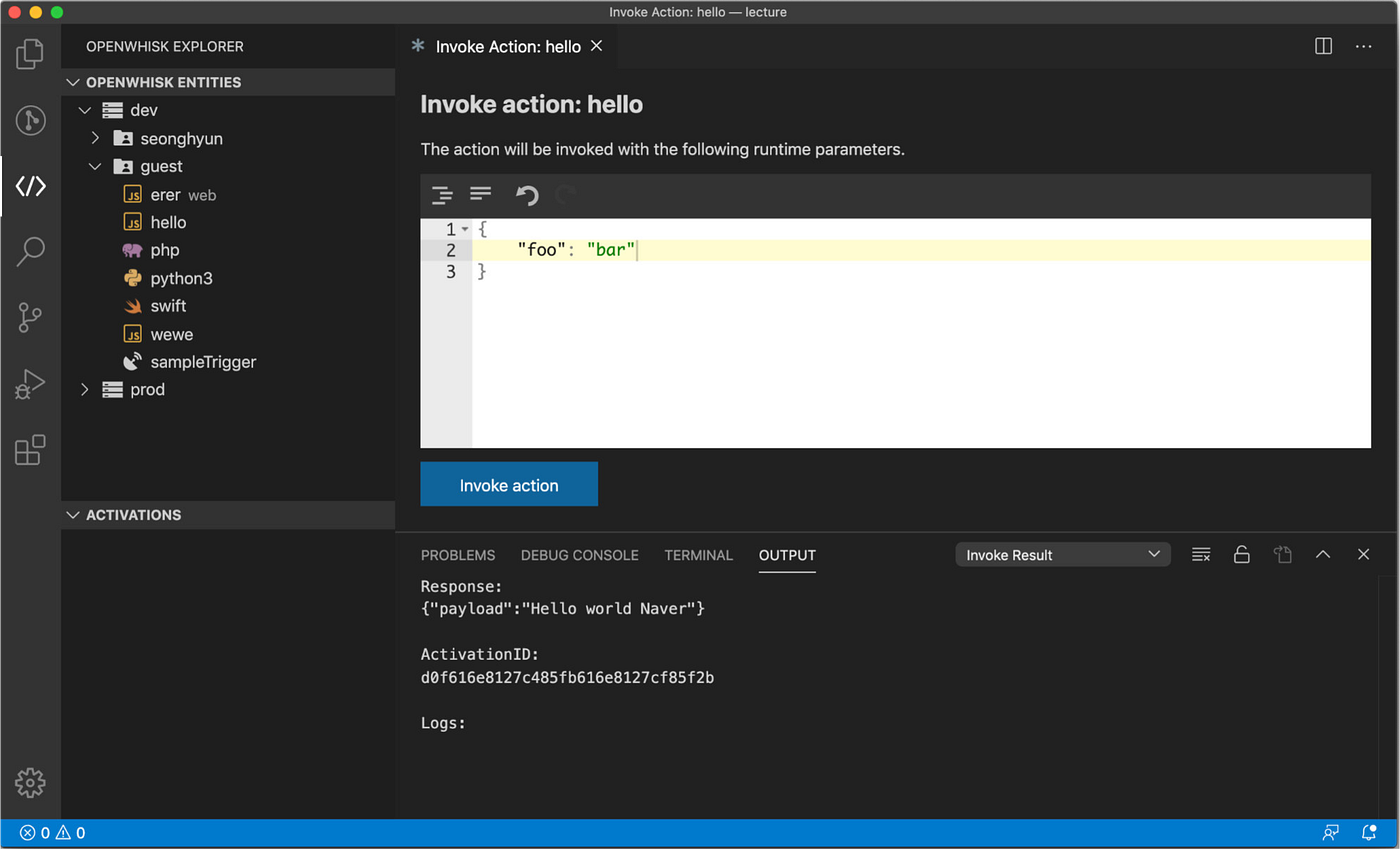 Introducing VSCode IDE extension for Apache OpenWhisk | by Seonghyun Oh | Apache OpenWhisk | Medium
