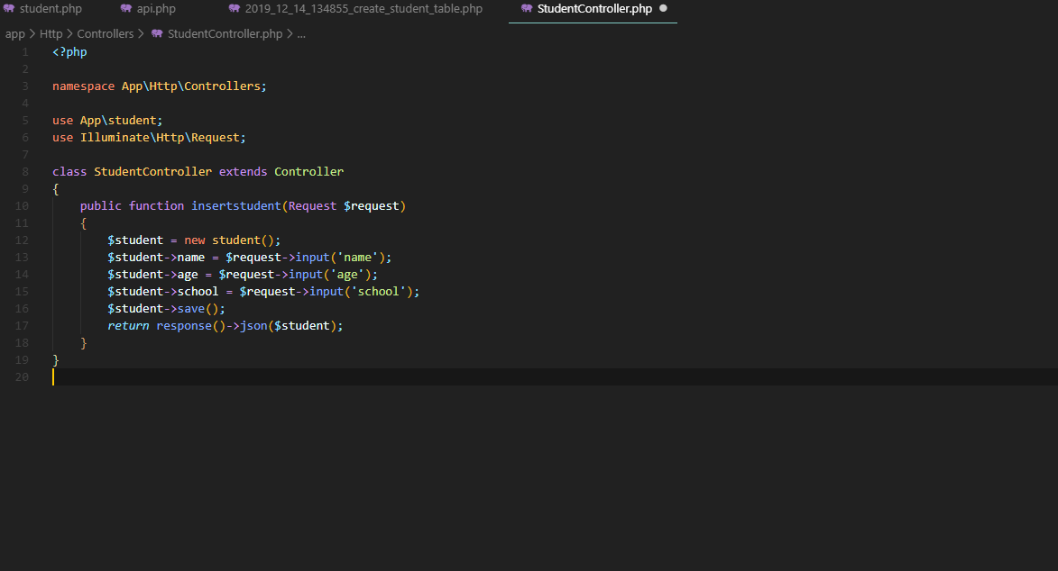 Writing An Api With Endpoints In Laravel To Insert Data To Mysql