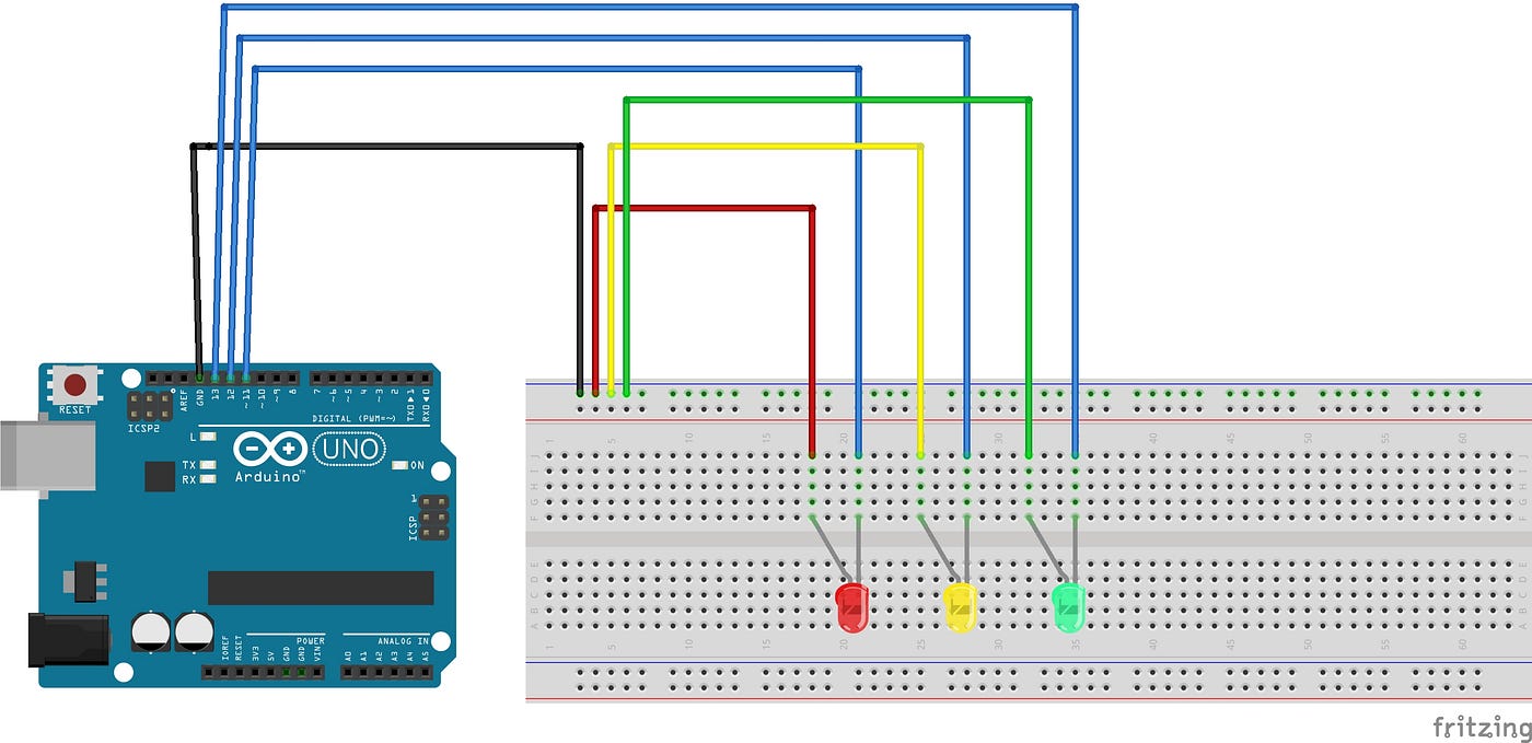 Arduino Beginner— Making Traffic Light Simulation using LED | by Uche ...