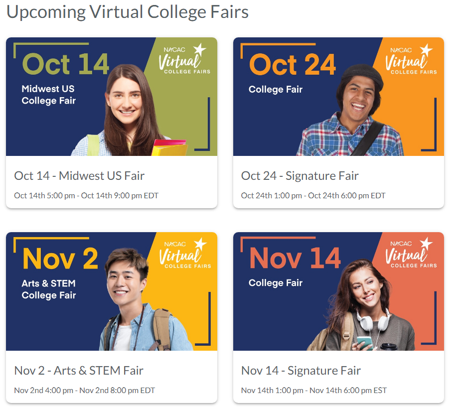 NACAC Oct and Nov Virtual College Fairs | by NeON Works | Medium