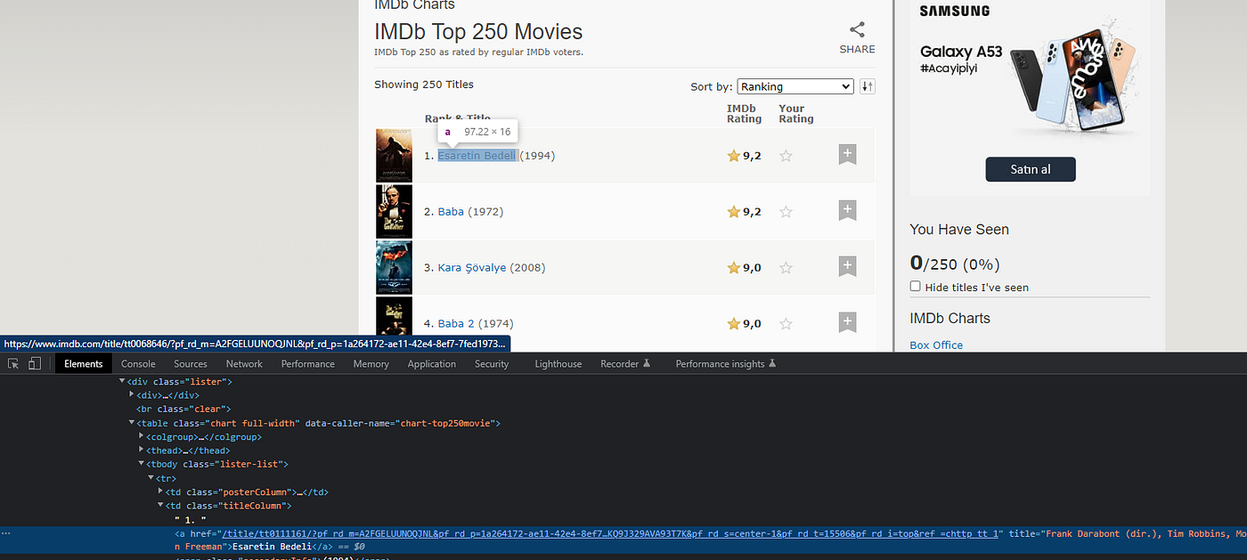 Scrape IMDB Movie Rating and Details With Python | by Canturk bal | Sep, 2022 | Medium