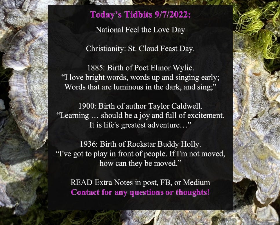 Today’s Tidbits 9/7/2022. National Feel the Love Day | by Debra ...