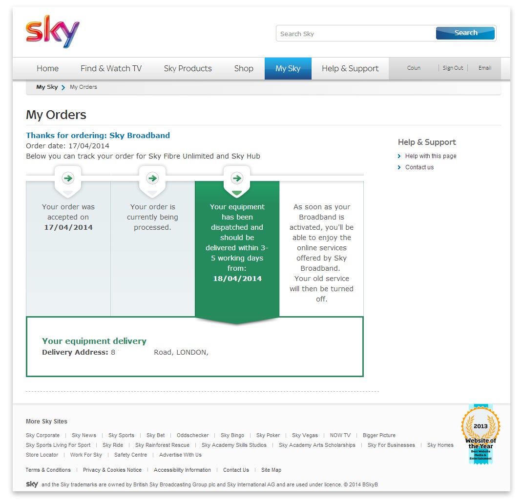 Redesigning online order tracking on Sky.com | by Pieter-Jan Voskamp ...