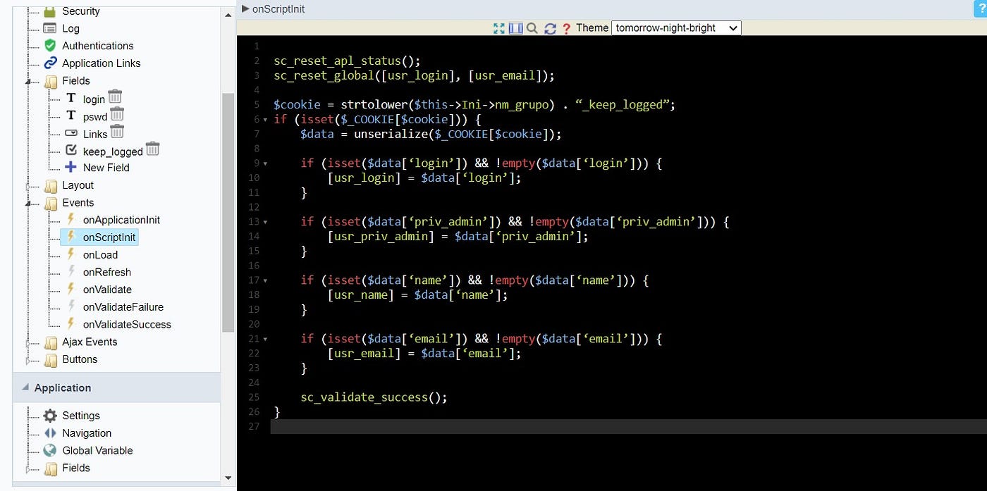 Scriptcase remove security - psawegd