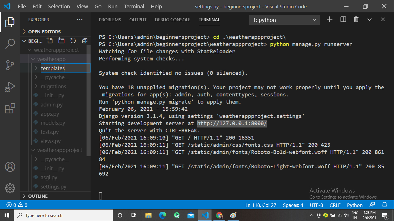 Weather app in Django. Welcome Beginners, | by Aarti Janardan Shelar ...