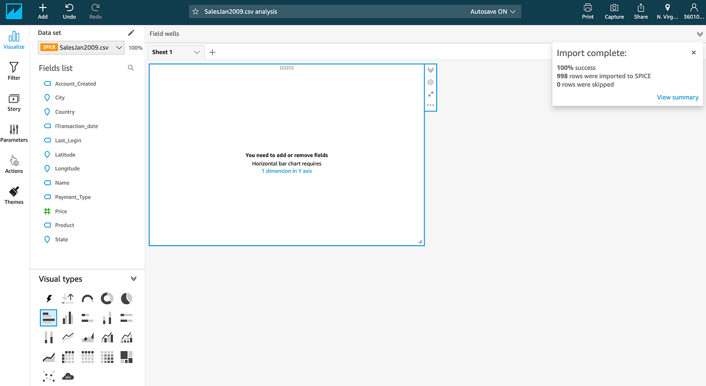 Getting started with QuickSight. Data Visualisation made easy | by ...