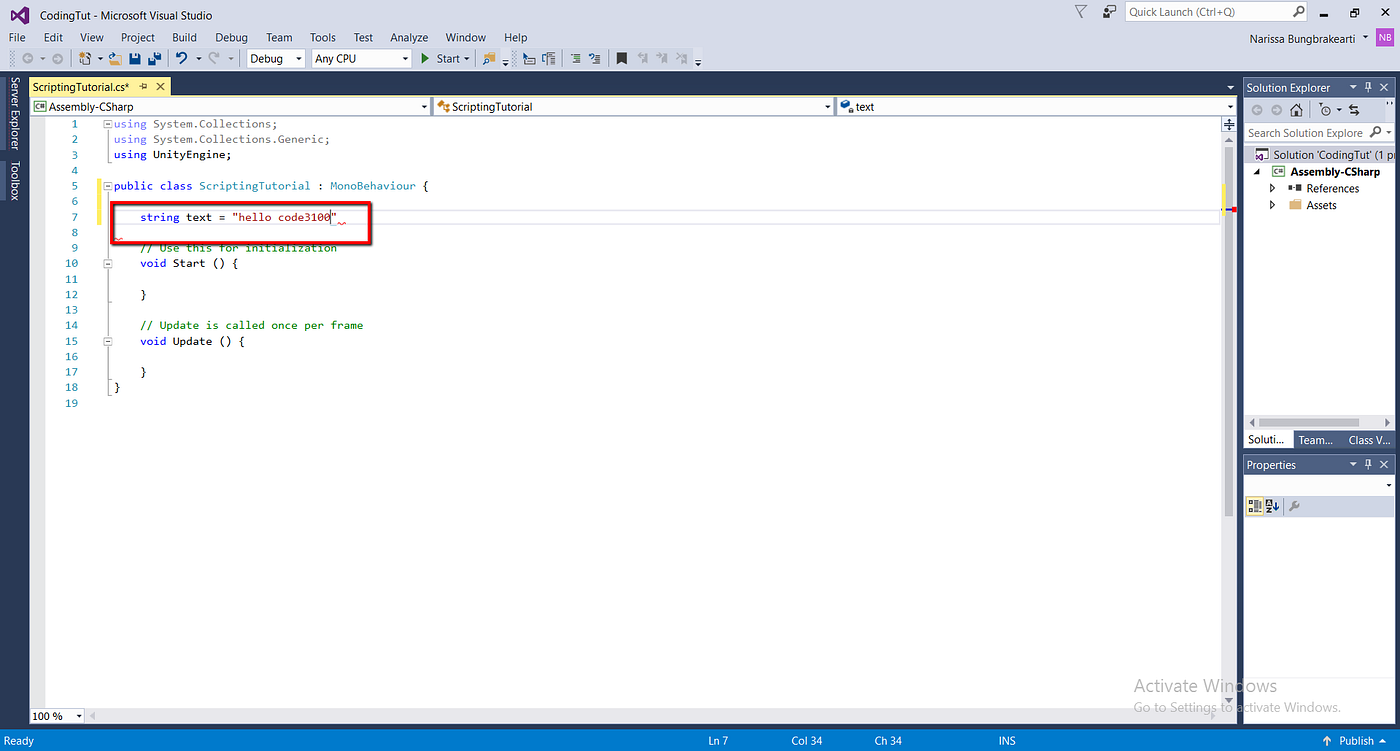 Week 7 (part2): Intro to Coding in Unity - code3100 - Medium