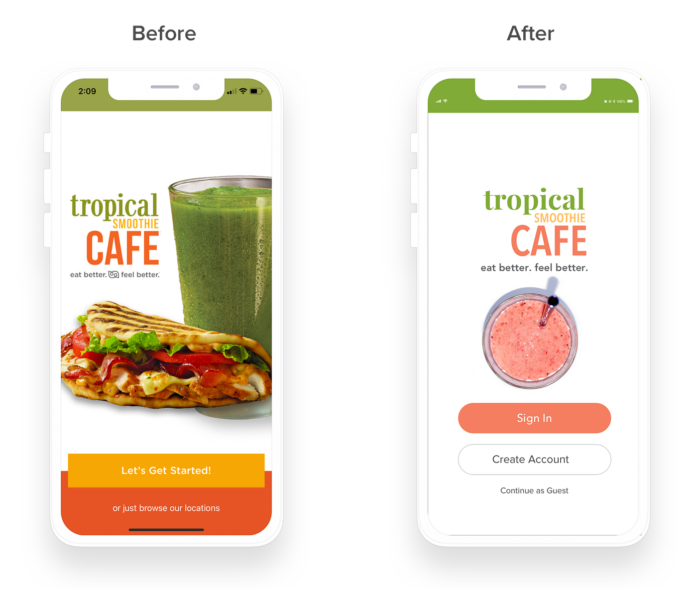 Tropical Smoothie Cafe Mobile App Redesign | by Emilymariecarlson | Medium