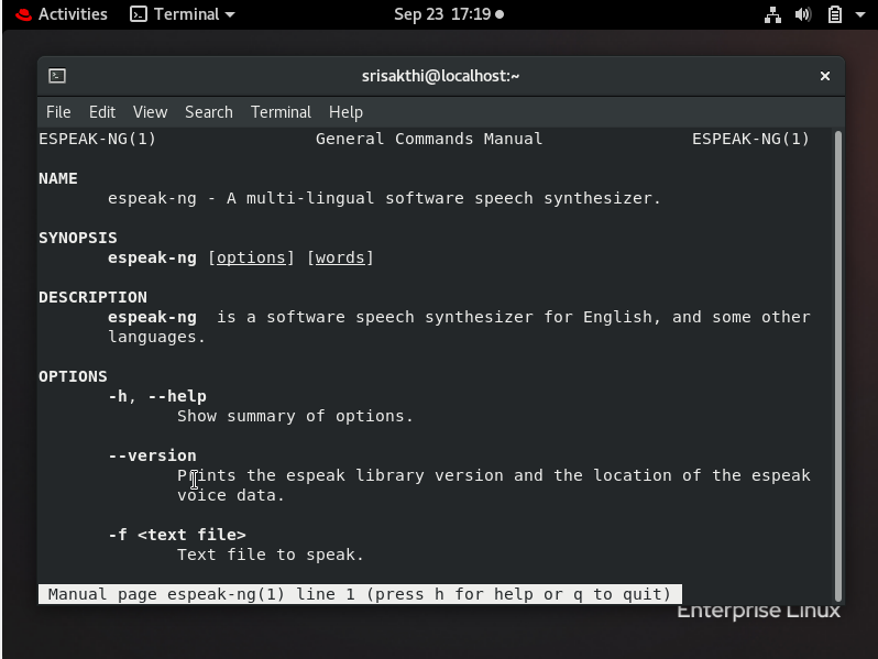 LINUX — ESPEAK-NG AND ITS OPTIONS | by Sri Sakthi C.B. | Sep, 2021 | Medium