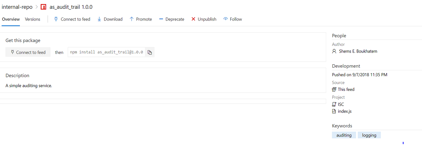 Private NPM Package deployment using VSTS | by Shems Eddine | SHEMSEDDINE on Code | Medium