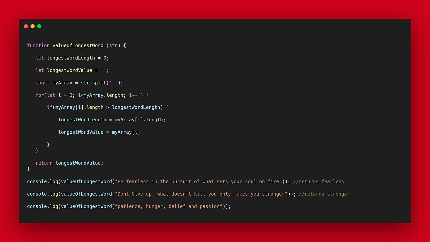 Find The Longest Word In A String Using Javascript By John Mwaura Medium