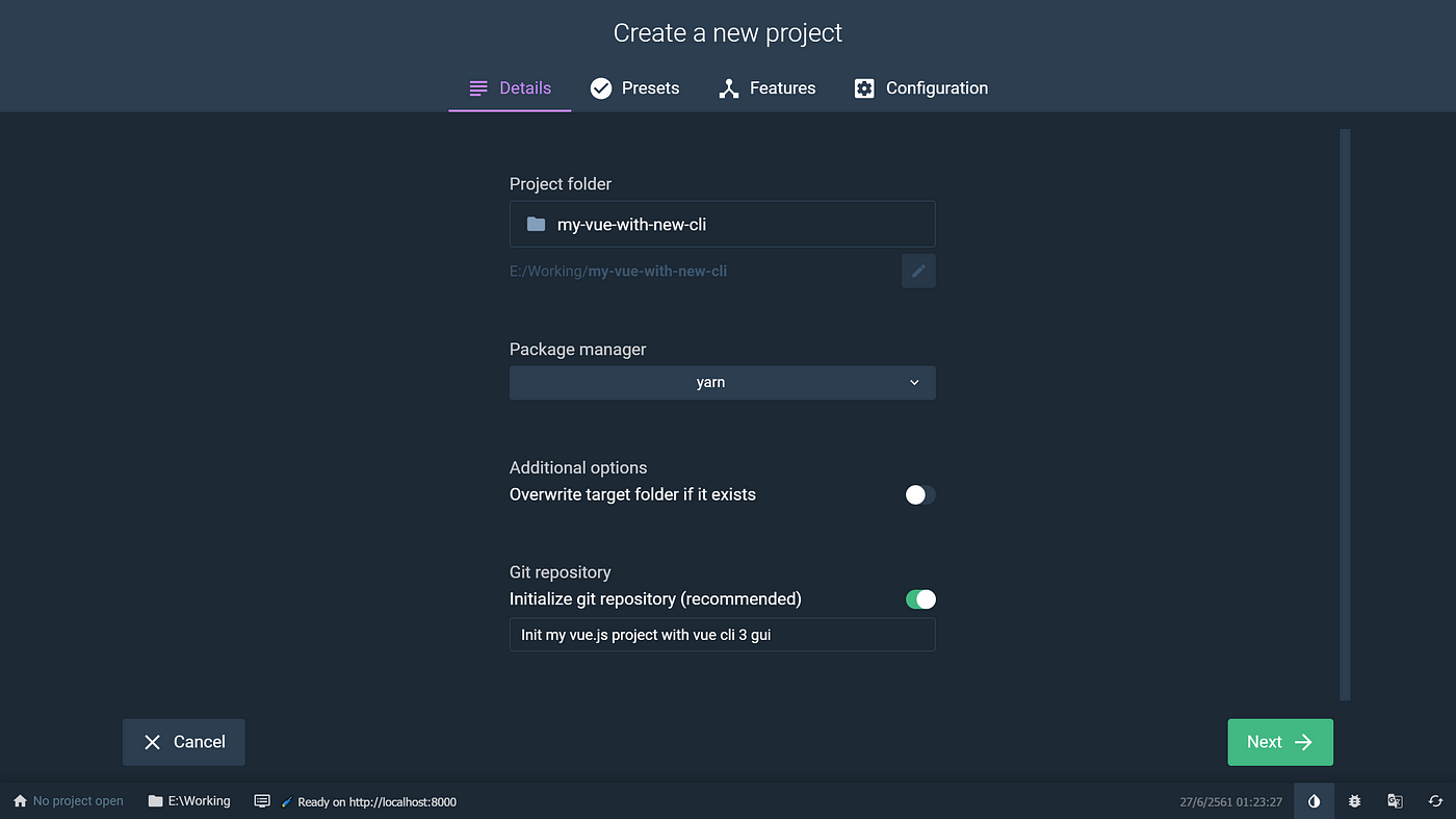 แค่คลิกๆ สร้างโปรเจค Vue.js ด้วย CLI 3 GUI ง่ายกว่านี้มีอีกไหม!?! | by ... แค่คลิกๆ สร้างโปรเจค Vue.js ด้วย CLI 3 GUI ง่ายกว่านี้มีอีกไหม!?! | by ...