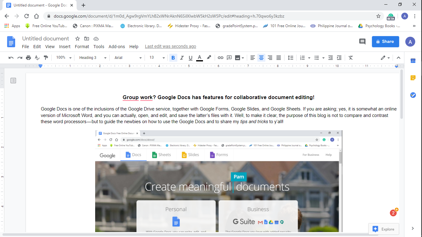 Group work? Google Docs has features for collaborative document editing ...