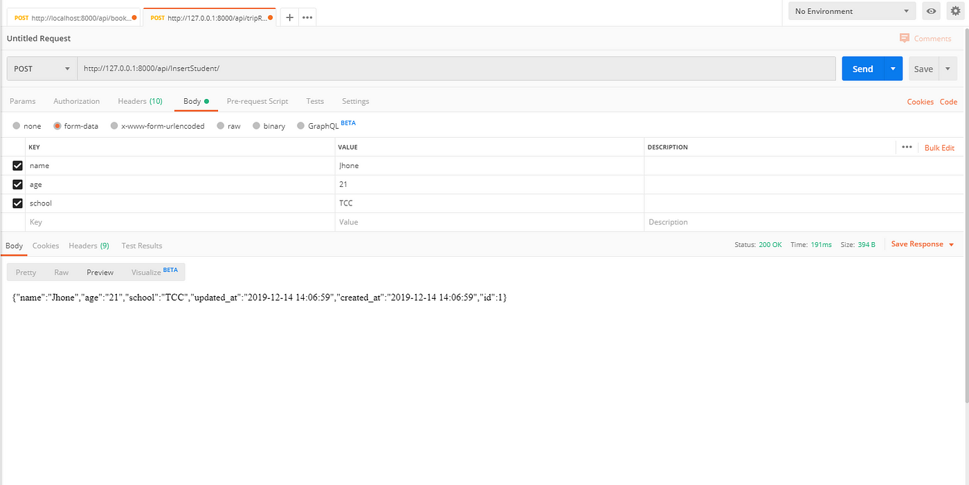 Writing An Api With Endpoints In Laravel To Insert Data To Mysql