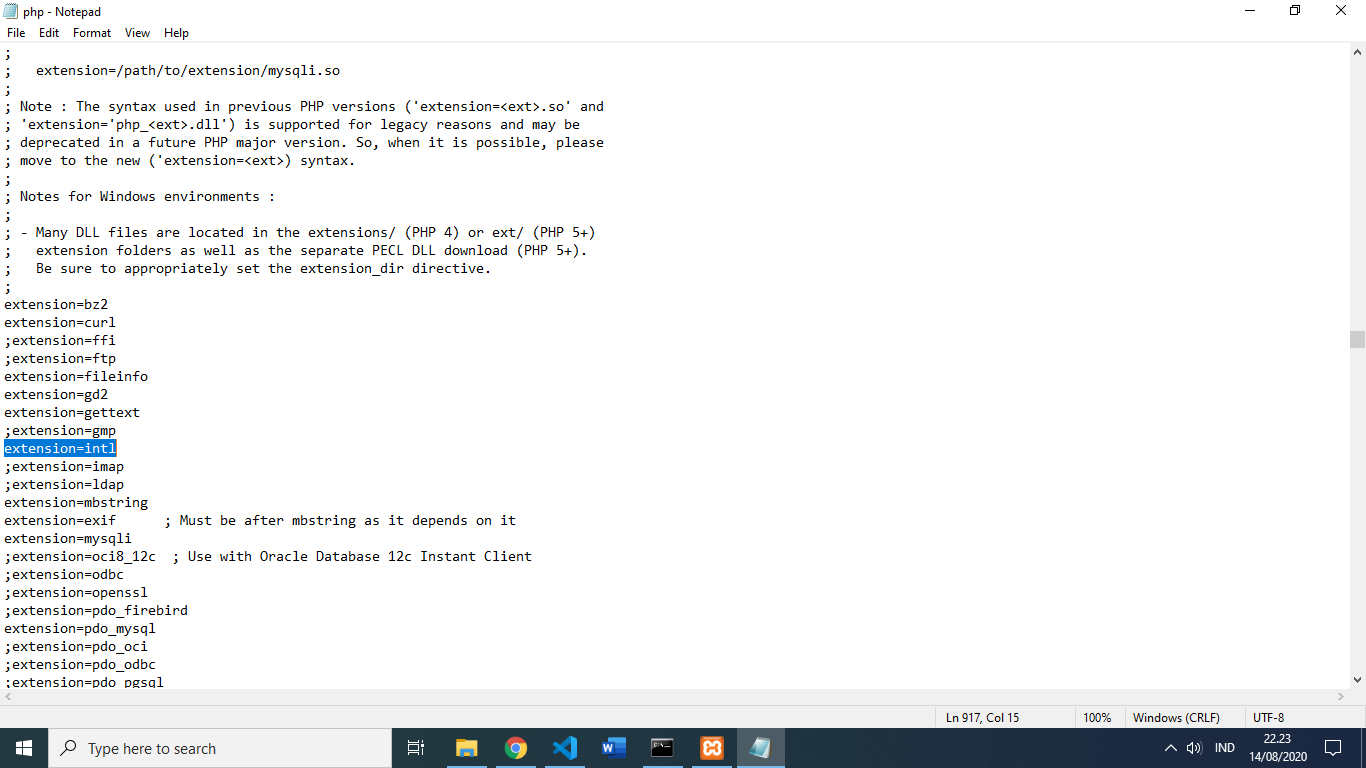 Mengaktifkan ekstensi PHP intl. Saat menginstall framework php seperti… | by Rima Mei Handayani ...
