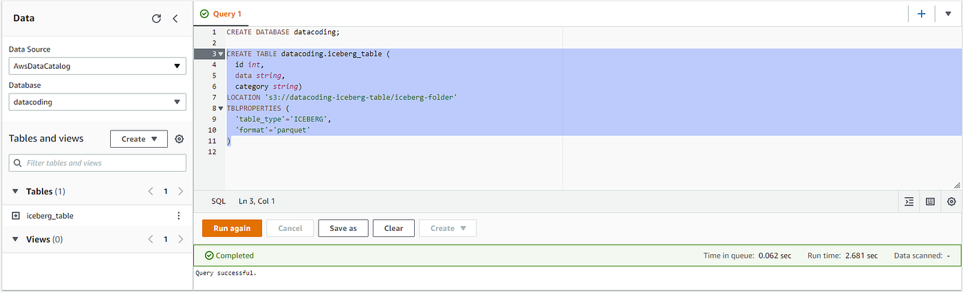 Getting Started with Apache Iceberg Tables Using AWS Glue Custom Connector | by DataCoding | Medium