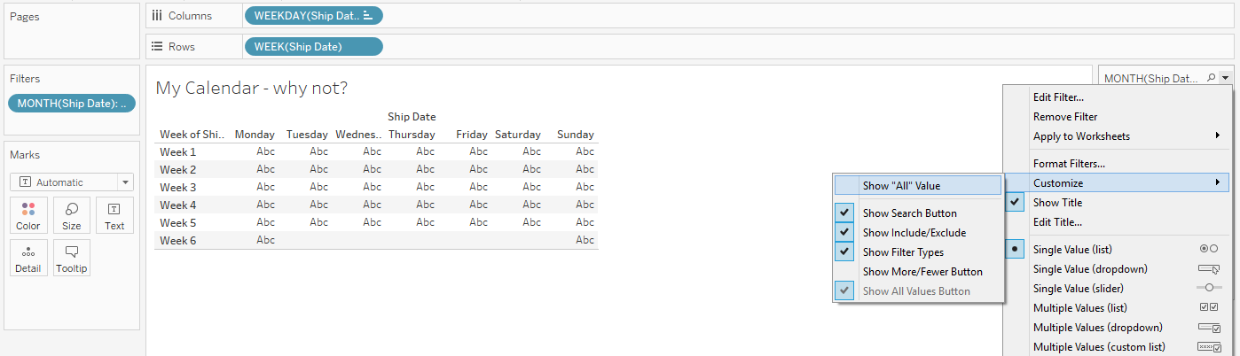 Tableau: Calendar. Why not? Let’s make personal calendar… | by Leon ...