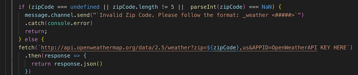 Adding weather functionality to ChrispyBot, my discord.js bot. | by ... Adding weather functionality to ChrispyBot, my discord.js bot. | by ...