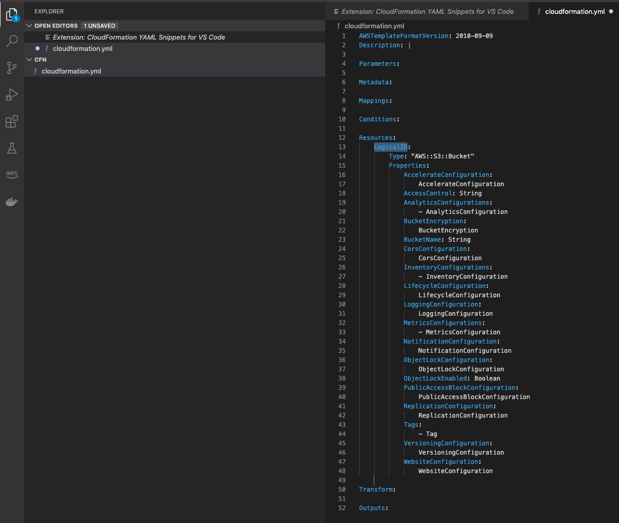 Write an aws cloudformation in visual studio code. | by Jong Il Kim | Medium