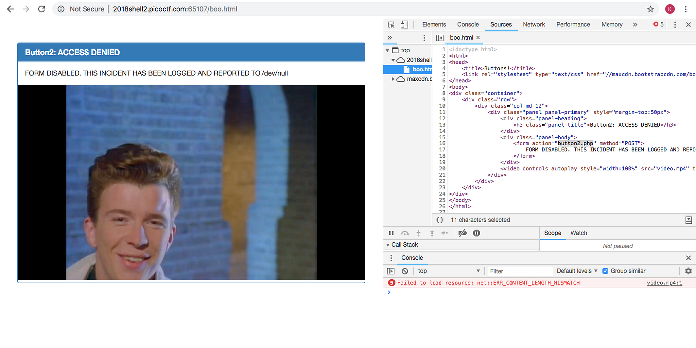 PicoCTF “Buttons” Solution. Step 1: Click on the link in the… | by ...