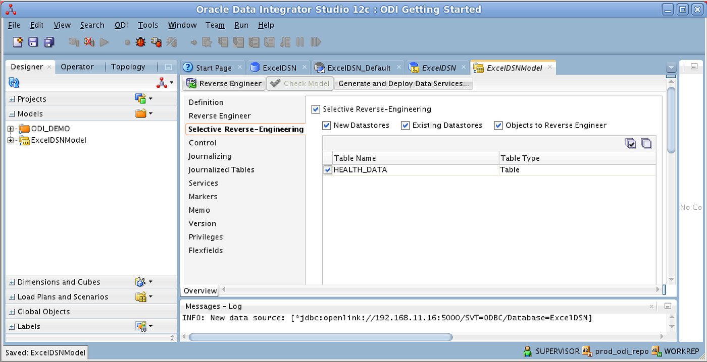 Using the Oracle Data Integrator (ODI) 12.2.1 with Microsoft Excel Data, via the OpenLink JDBC ...
