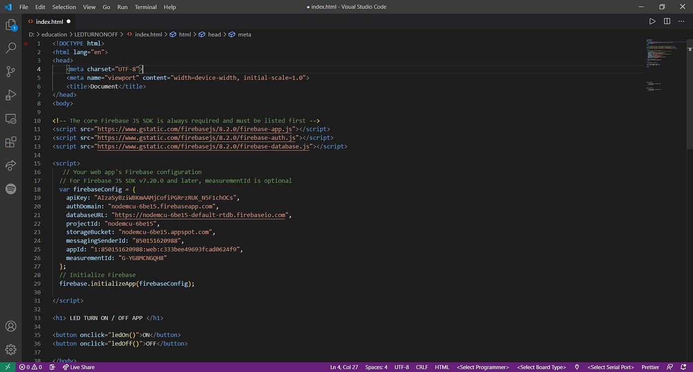 Turn ON/OFF a LED from a HTML web site Using Firebase | by Senura Vihan ...