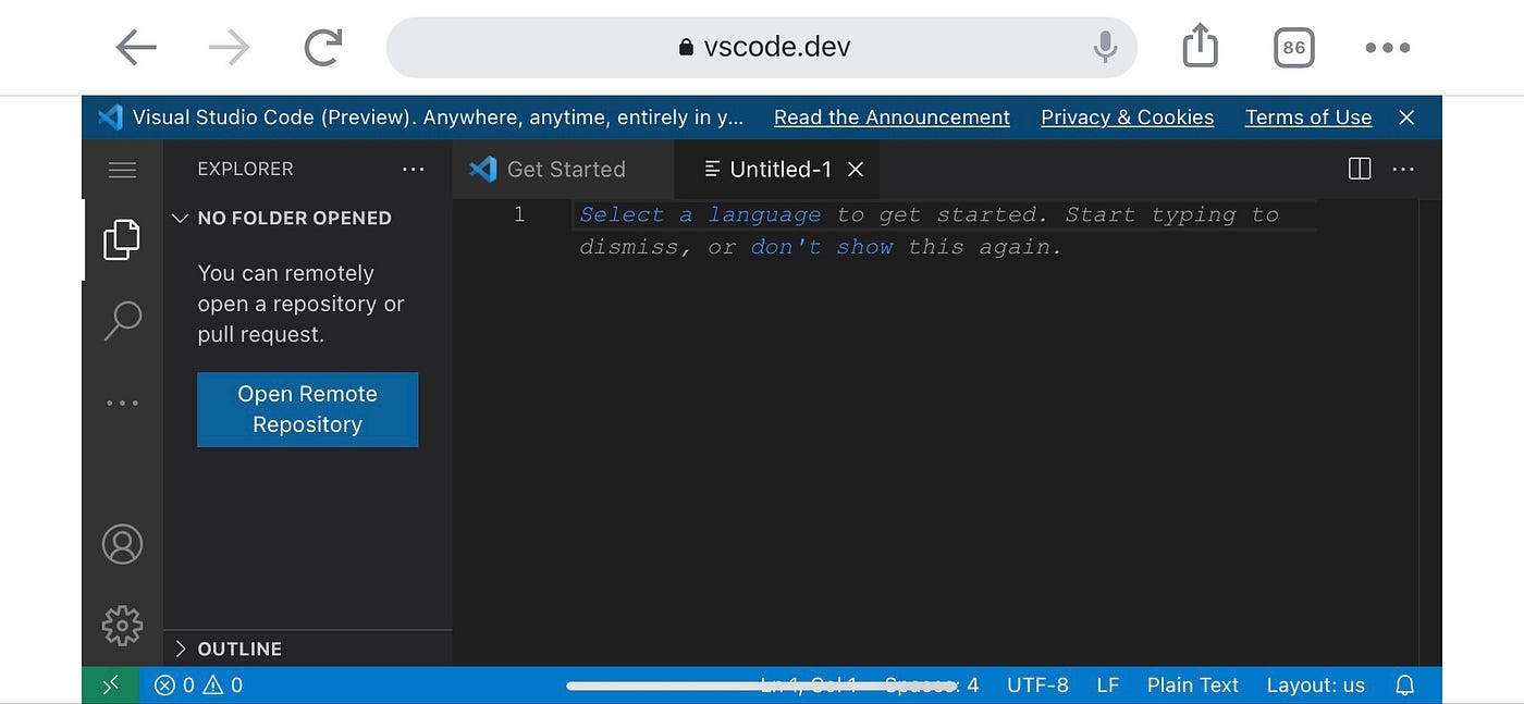 Meet VS Code in the Browser (vscode.dev)— VS Code for the Web | by Yong ...