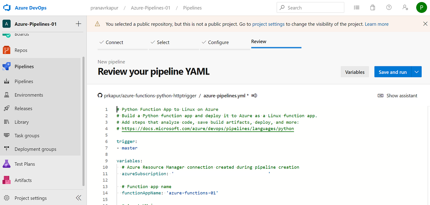 Azure Python Functions — CI/CD Pipeline from GitHub to Functions App ...