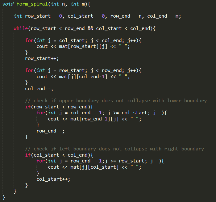 Print a given matrix in spiral form | by Navtosh | EnjoyAlgorithms | Medium