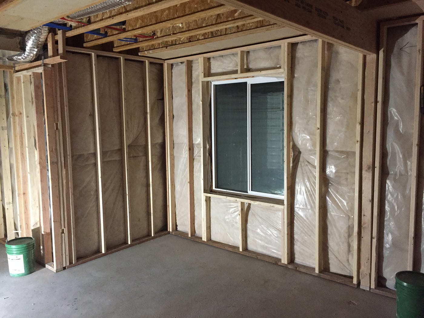 Framing and setting the interior floating walls of the studio — and ...