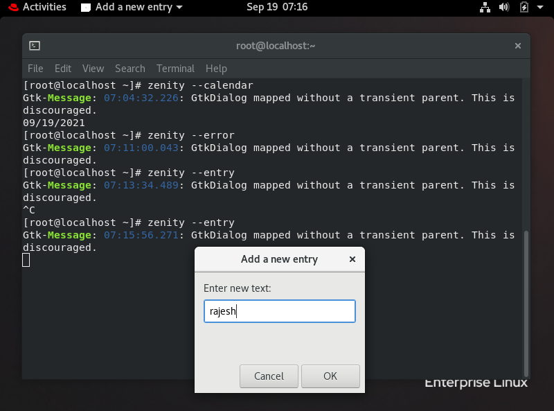 Zenity — Linux Command. zenity is a program that will display… | by Rajeshrayani | Medium