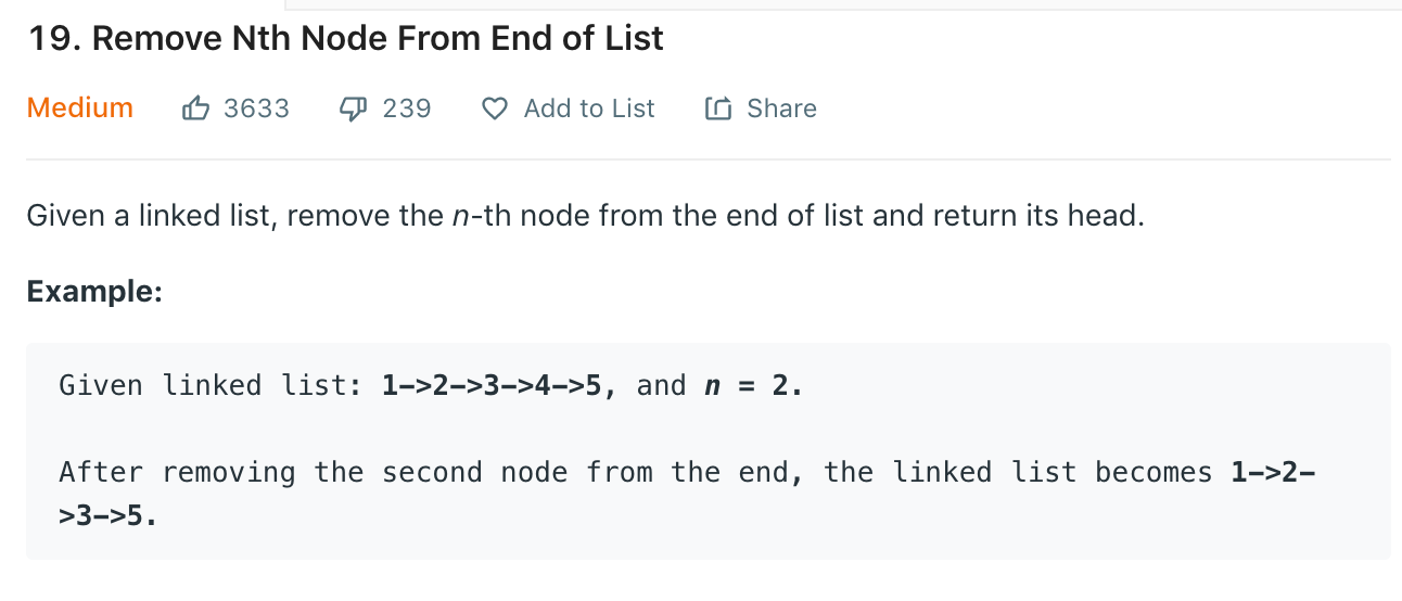 LeetCode Problems #19 [Remove Nth Node From End of List]: node practice ...