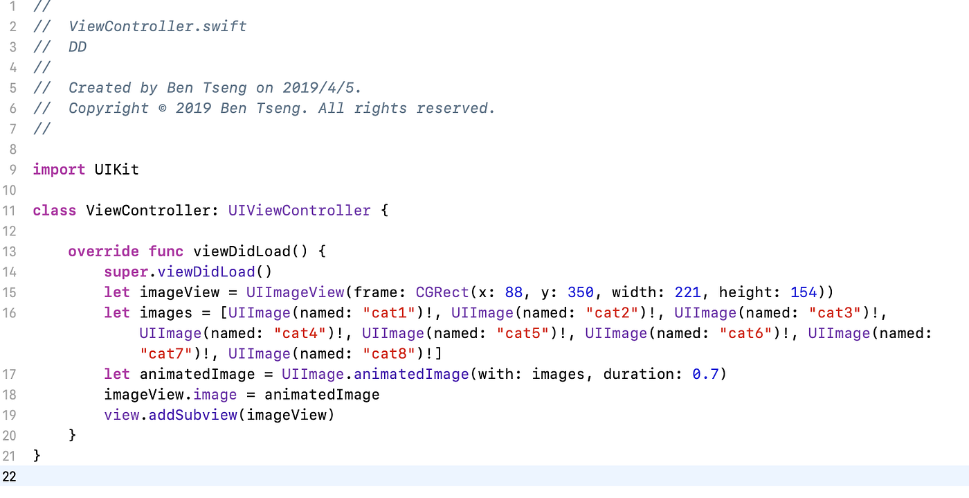 利用 UIImageView 實現多張圖片連續播放的動畫. 這篇功課做超久的！ | by Ben Tseng | Medium