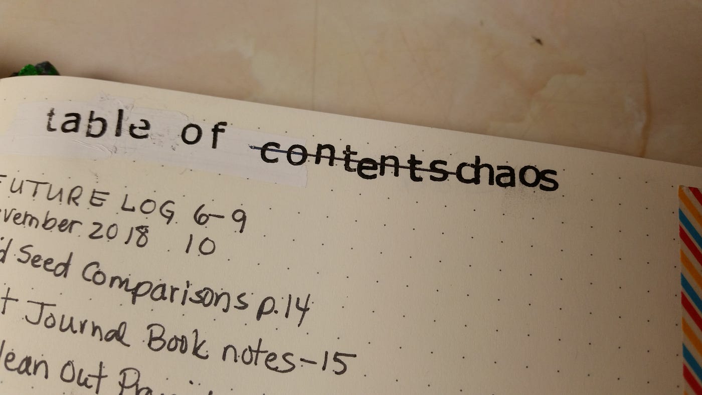 My BuJo Method Experiment: The Table of Chaos | by Nancy H. Vest | Medium