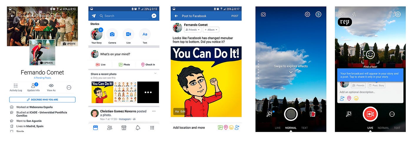 Facebook App UI, Tab Bar changes, the Thumb Zone. | by fernandocomet ...