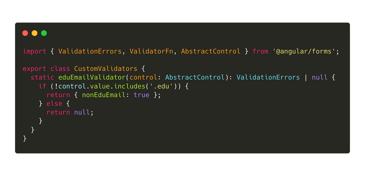 Validating Angular Reactive Forms Part 2 Custom Validators By Rosie Highsmith Medium
