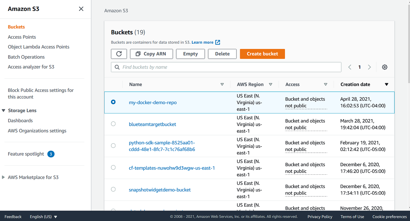 Build Nginx Image, Publishing it and Storing data in a Remote Repo AWS S3 bucket using Docker ...